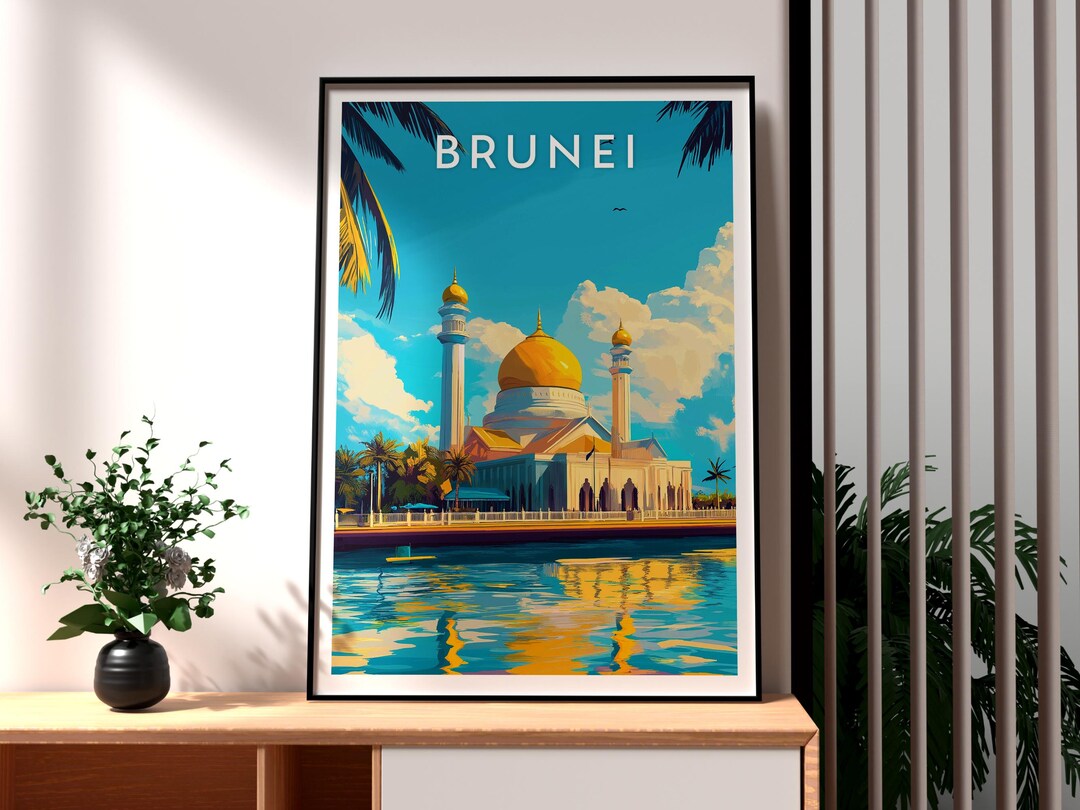 Brunei Travel Poster: Modern Asia Wall Art - Etsy