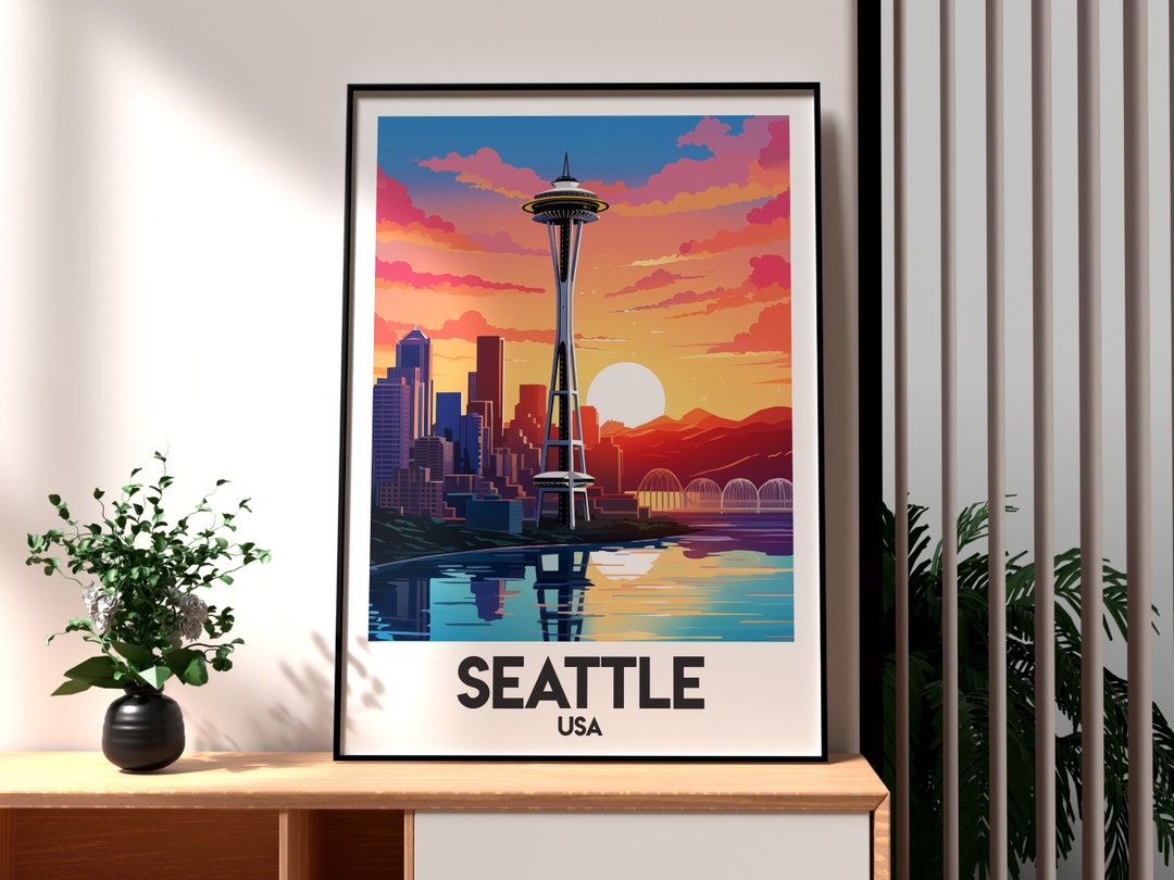 Seattle Space Needle Art Print: Washington State Travel Poster - Etsy