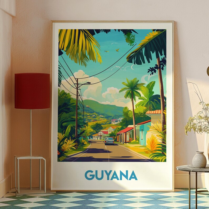 Guyana Poster Guyana Art Guyana Travel Print Guyana Wall Art Georgetown ...