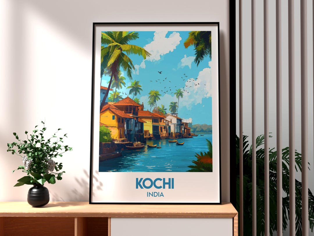 Kochi India Travel Poster: Kerala Backwaters Art Print - Etsy