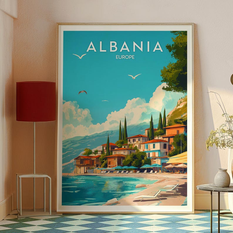 Albania Travel Poster: Coastal Art Print, Europe Wall Decor - Etsy