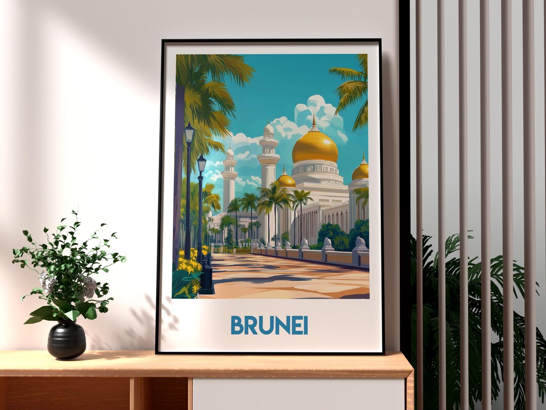 Brunei Travel Poster: Modern Asia Wall Art Print - Etsy