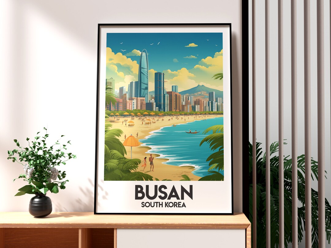 Busan Print - South Korea Wall Art - Busan Beach Poster - Travel Wall ...