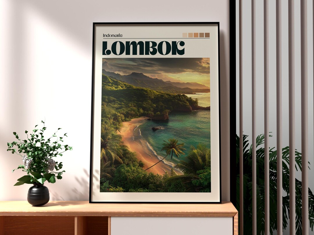 Lombok Travel Poster: Indonesia Wall Art, Surfing Print - Etsy