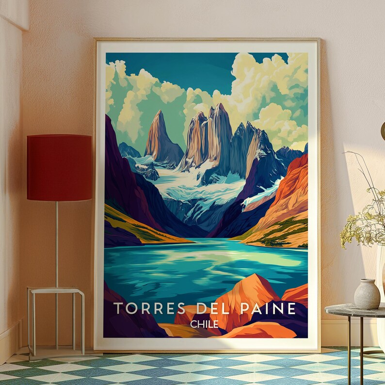 Torres Del Paine Print Patagonia Mountains Wall Art Torres Del Paine ...