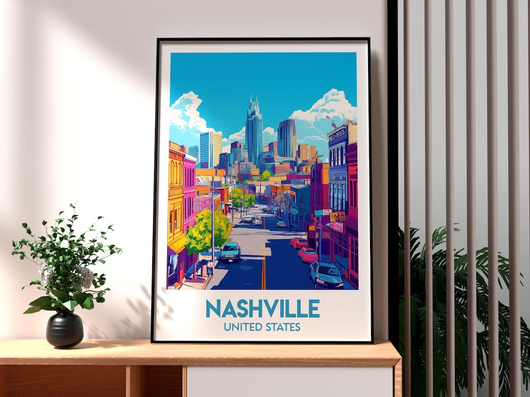 Nashville Print - Tennesse Wall Art - US State Poster - Country Music ...