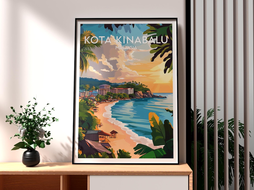Kota Kinabalu Print - Malaysia Wall Art - KK Poster - Borneo Wall Art ...
