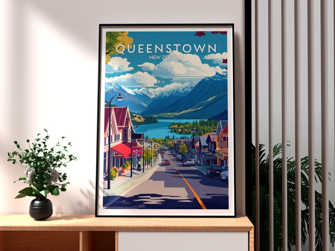Queenstown Poster - New Zealand Travel Art - Queenstown Print ...