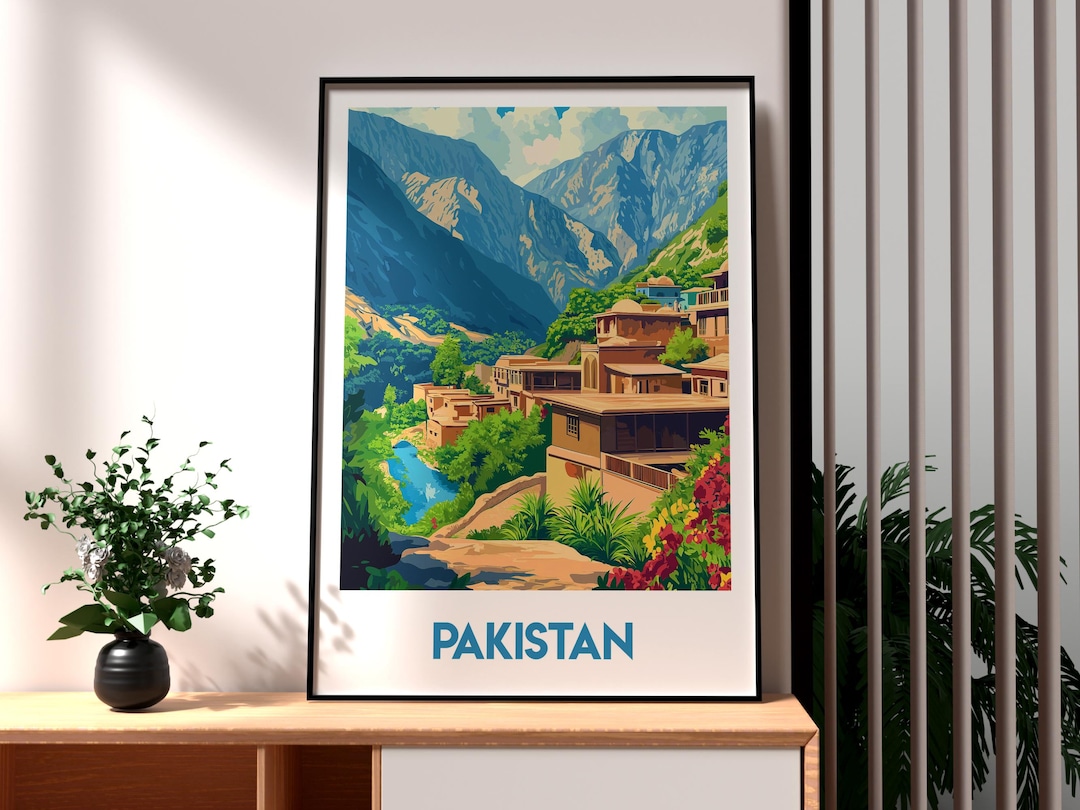 Pakistan Travel Poster: Islamabad Mountain Village Art Print - Etsy