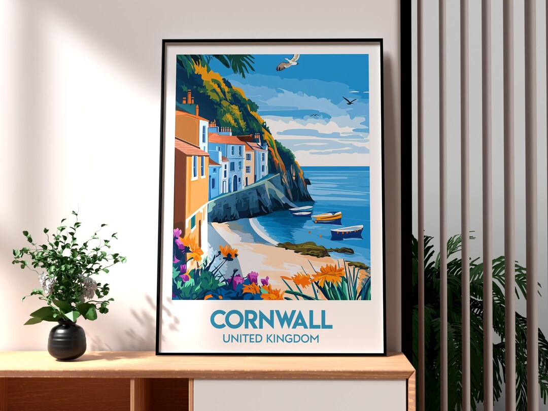 Cornwall Print - Cornwall Wall Art - England Beach Poster - Travel Wall ...