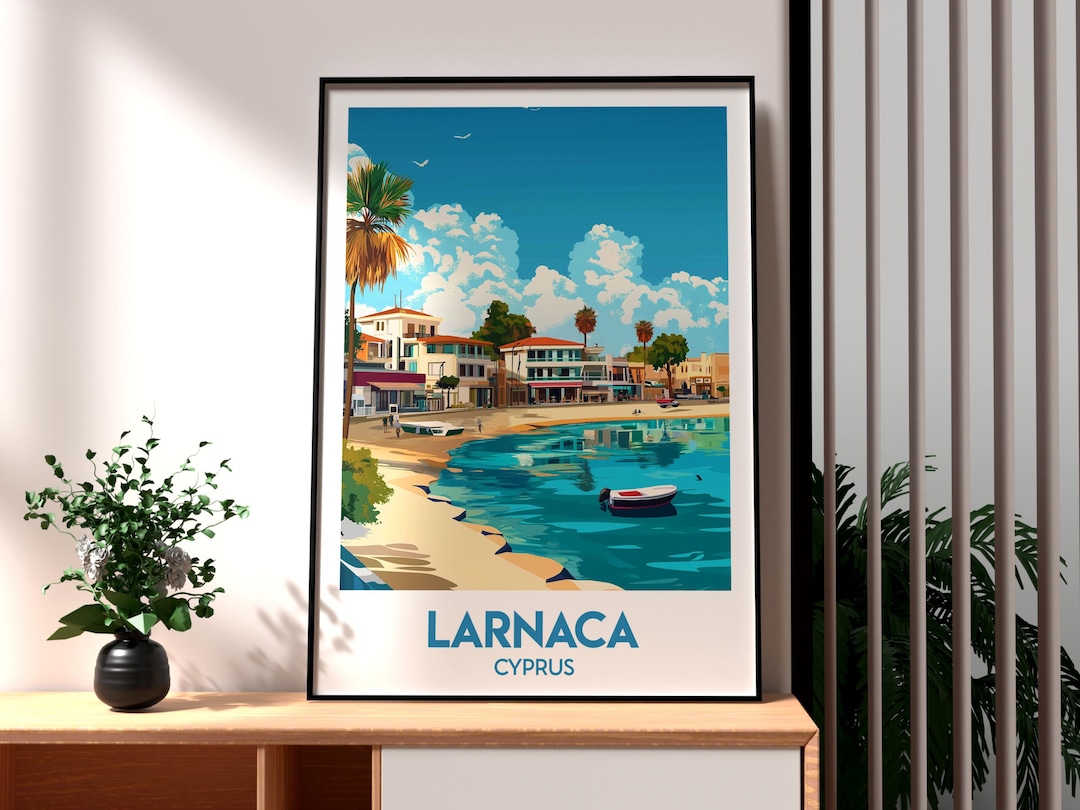 Larnaca Cyprus Print: Beach Travel Poster, Coastal Wall Art - Etsy