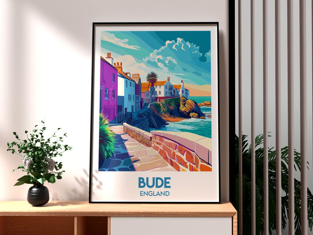 Bude, Cornwall Art Print: England Travel Poster - Etsy