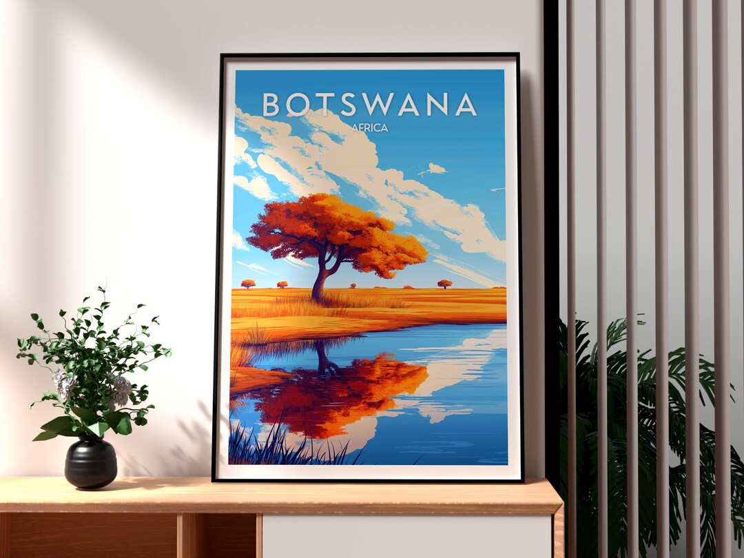 Botswana Travel Poster: African Landscape Art Print - Etsy