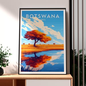 Botswana Travel Poster: African Landscape Art Print - Etsy