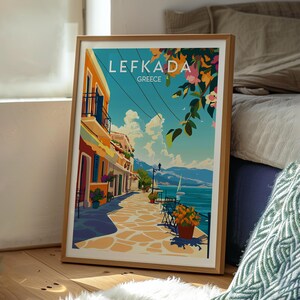 Impresión de Lefkada, Grecia: póster de viaje, arte mural isleño - Etsy ...