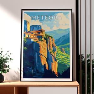 Meteora Print Greece Wall Art Meteora Rock Poster Travel Wall Art Greek ...