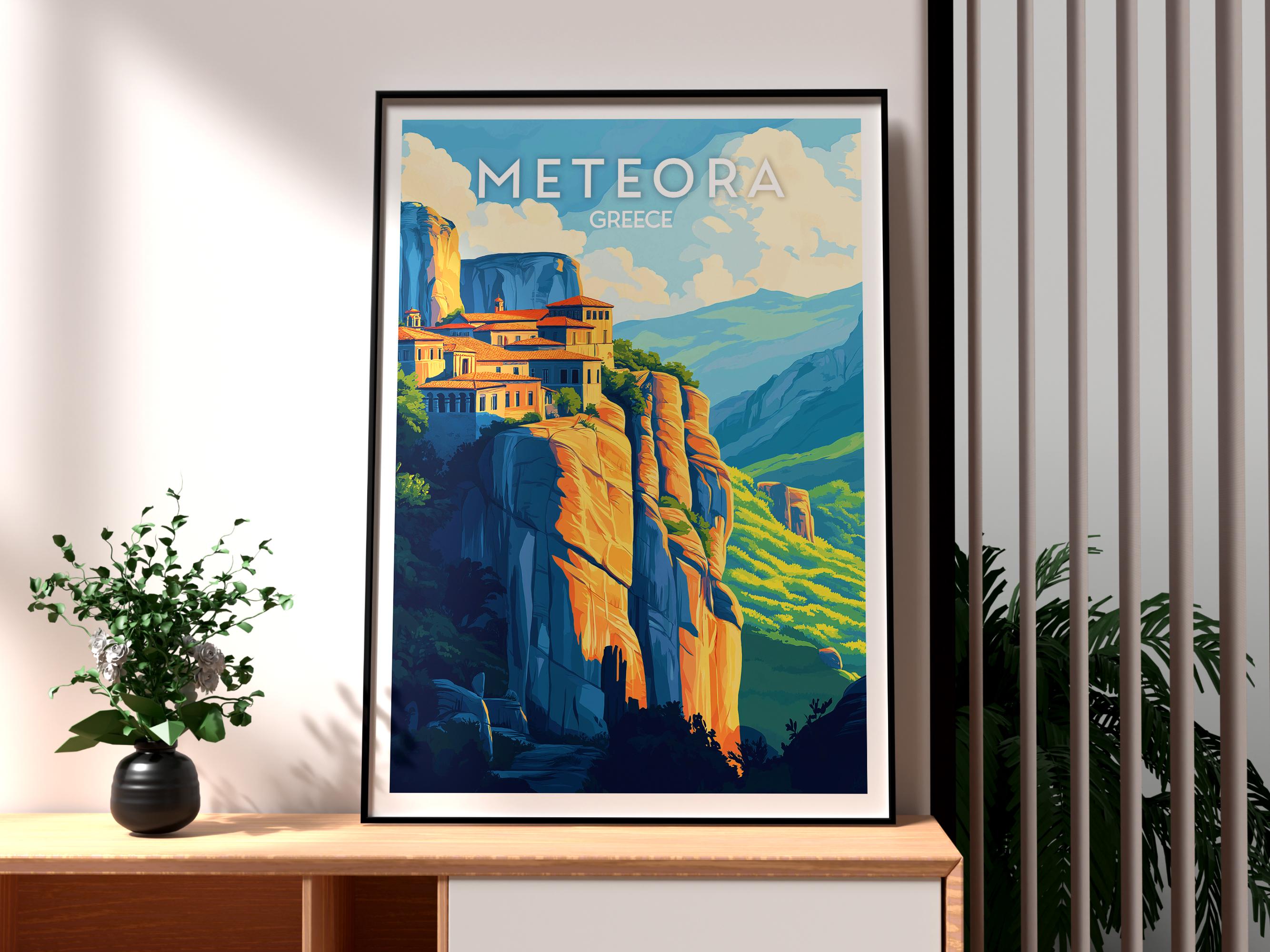Meteora Print Greece Wall Art Meteora Rock Poster Travel Wall Art Greek ...