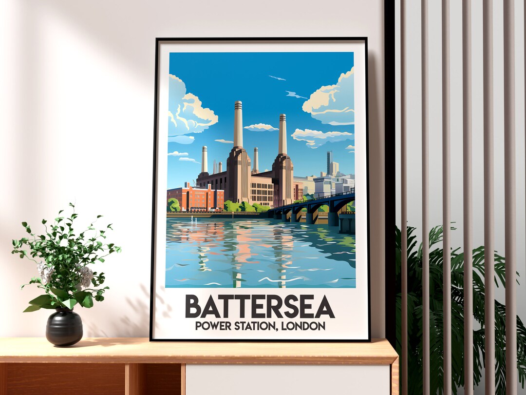 Battersea Power Station Print: London Travel Poster, UK Wall Art - Etsy