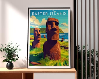 Moai Art Print | Easter Island Head Wall Art | Travel Poster | Rapa Nui ...