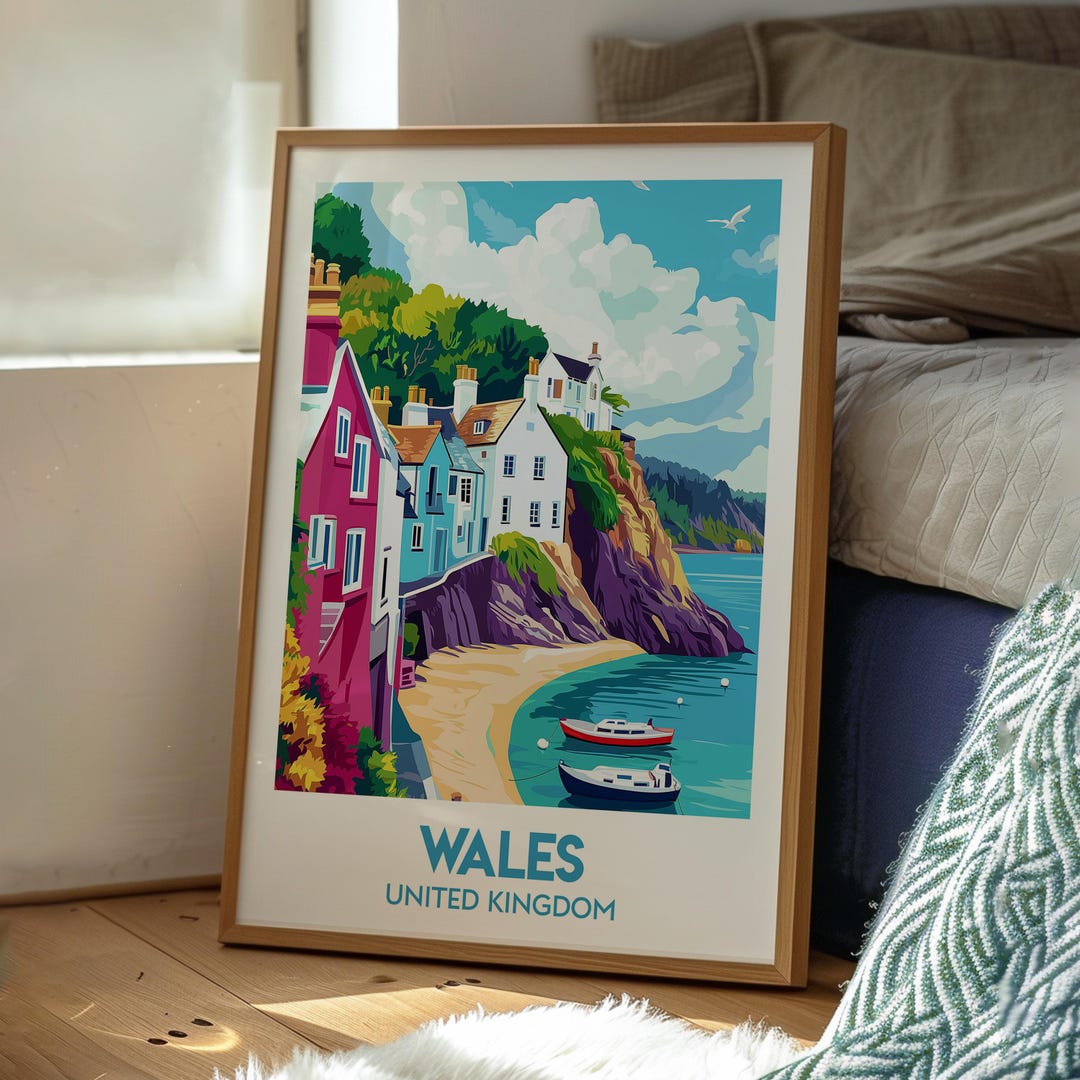 Wales Travel Poster: Colorful Welsh Coastal Art Print - Etsy
