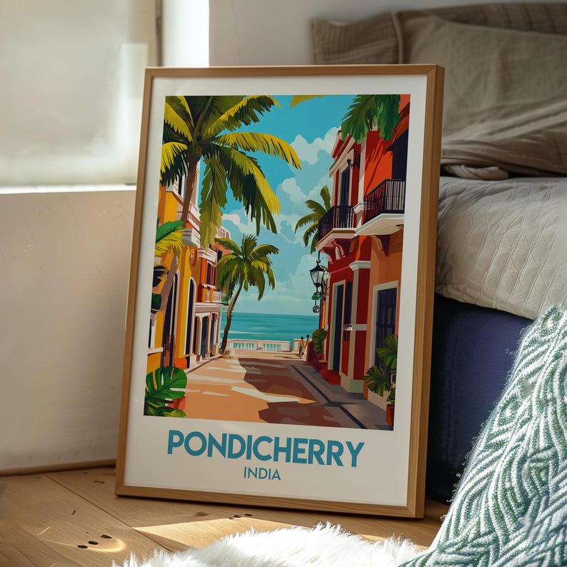 Pondicherry Travel Print India Wall Art India Art Pondicherry Poster ...
