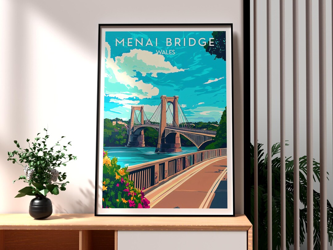 Menai Bridge Wales Art Print: Travel Poster - Etsy