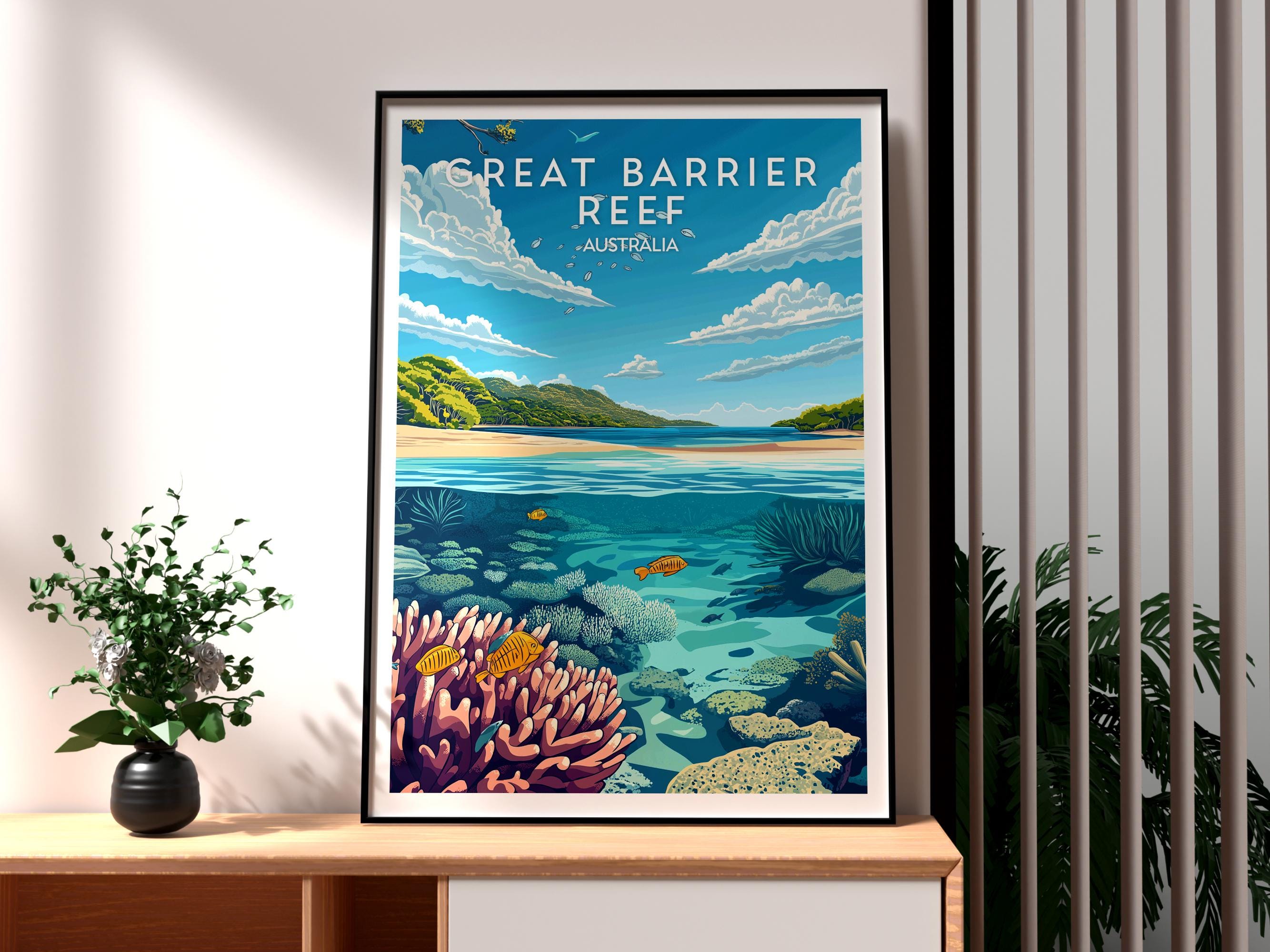 Great Barrier Reef Print - Queensland Wall Art - Australia Poster ...