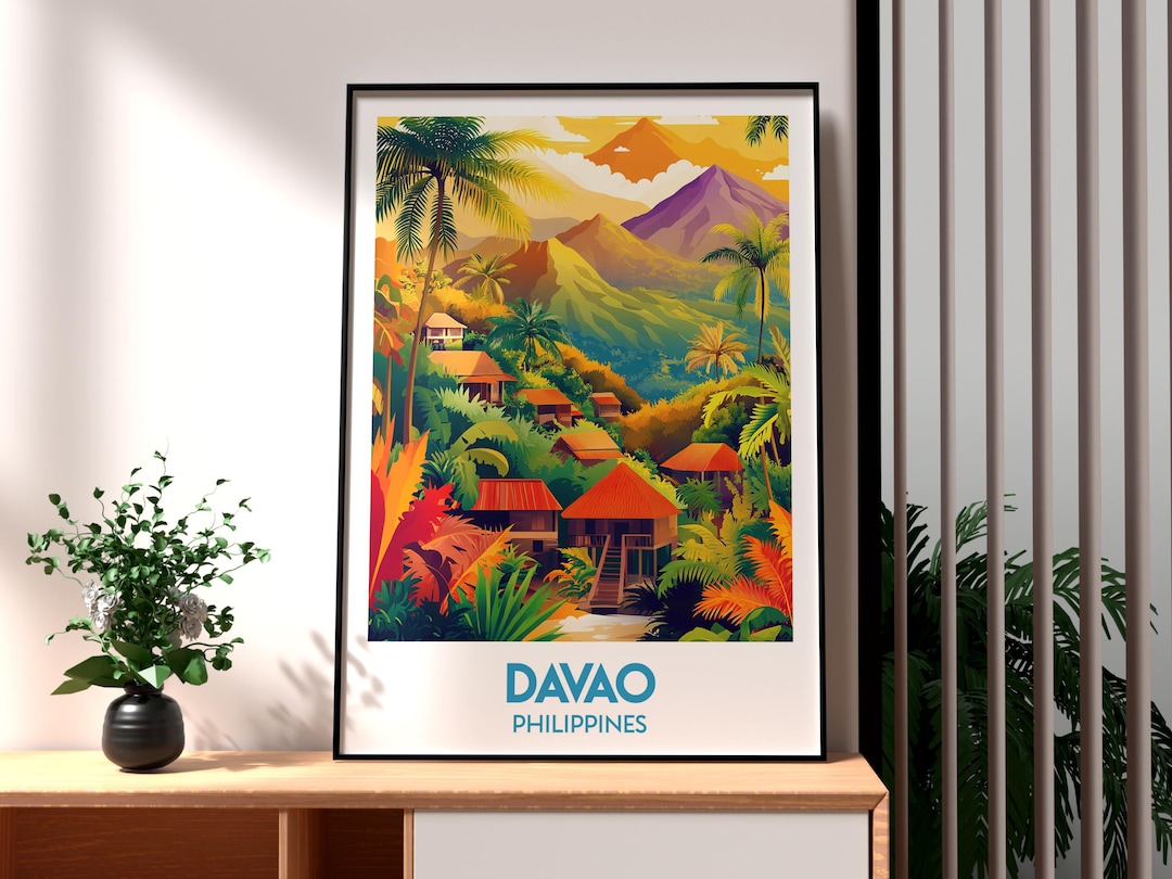 Davao City Philippines Art Print: Tropical Island Travel Poster - Etsy