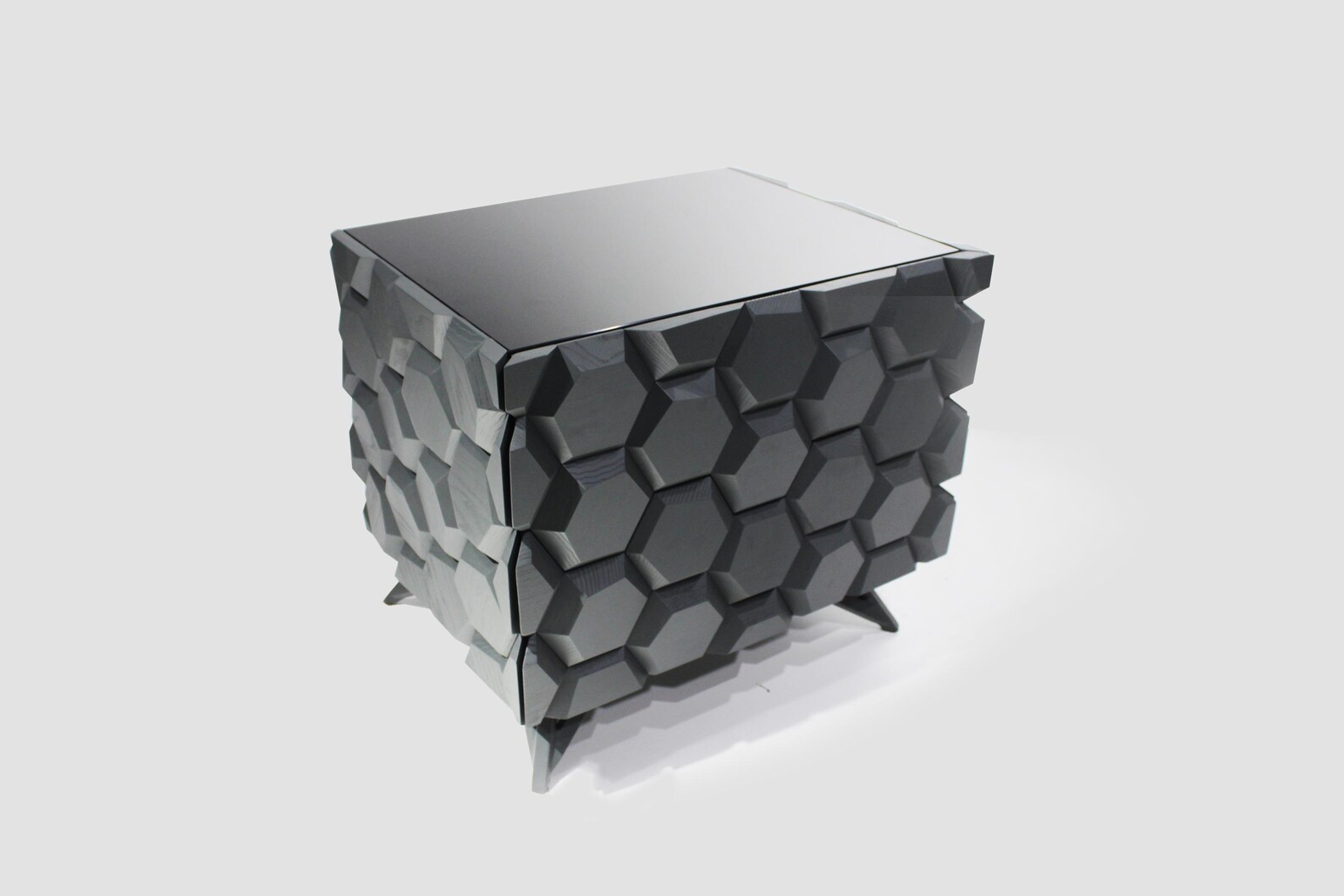 Bedside Table Hexagon. Designer Cabinet With Two Drawers - Etsy