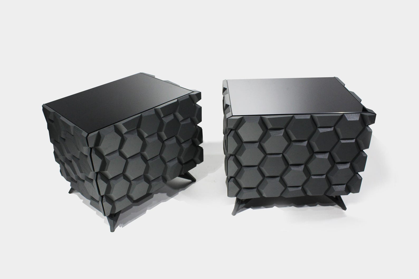 Bedside Table Hexagon. Designer Cabinet With Two Drawers - Etsy