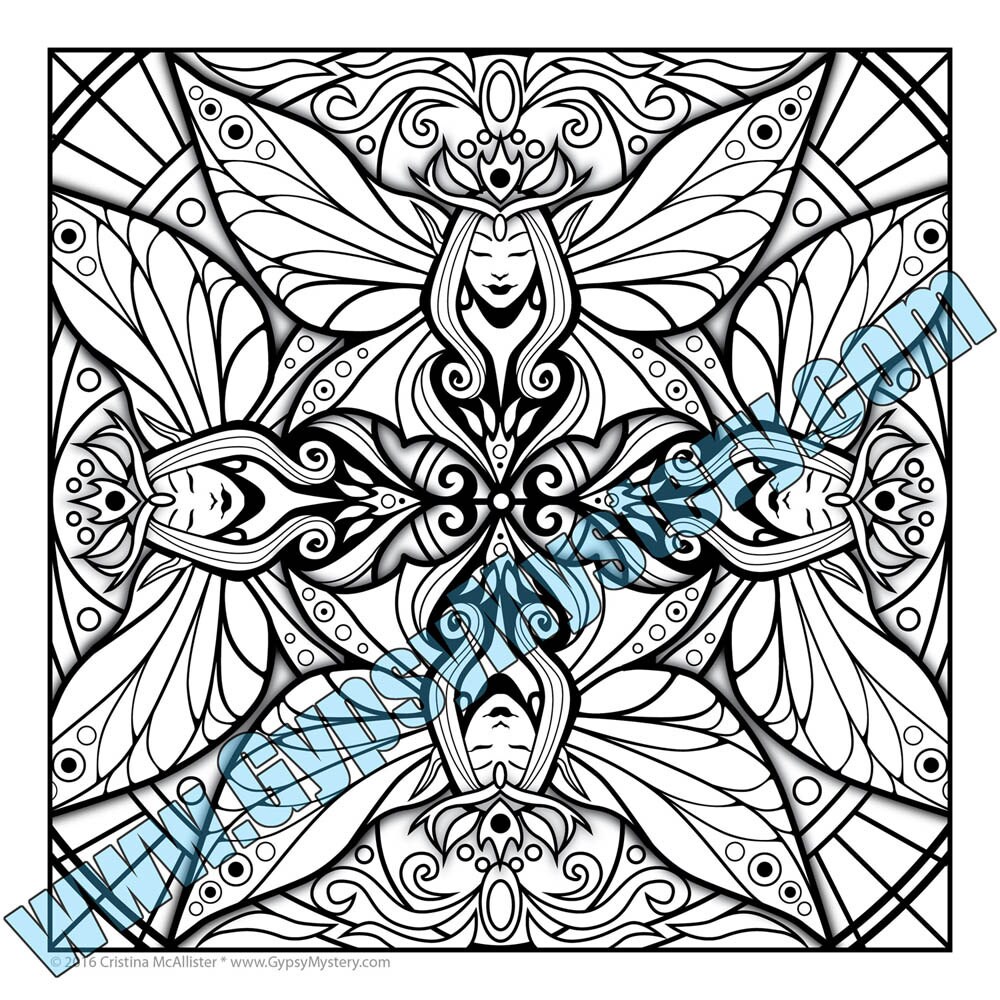 Single Coloring Page Fairy Magic Mandala Design Download | Etsy