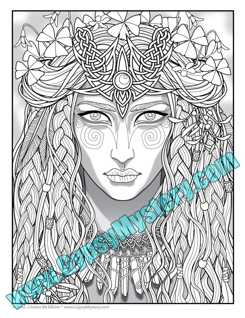 Single Coloring Page Druid Priestess From the Magical Beauties ...