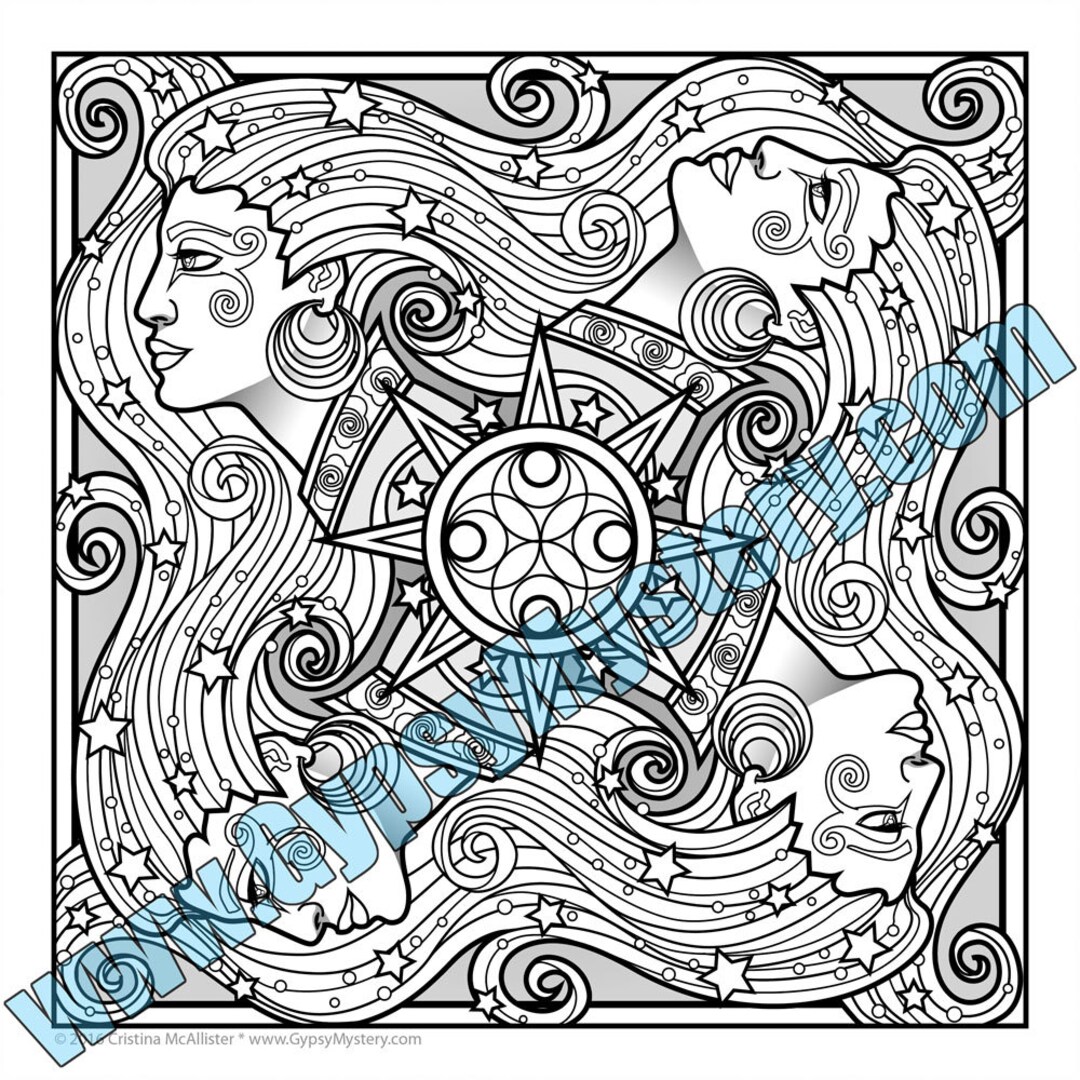 Single Coloring Page - Sky Goddess Mandala Design - Download, Print ...