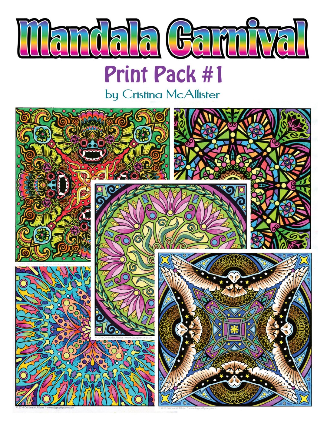 Mandala Carnival Print Pack #1, 12 Coloring Pages, Adult Coloring Book ...
