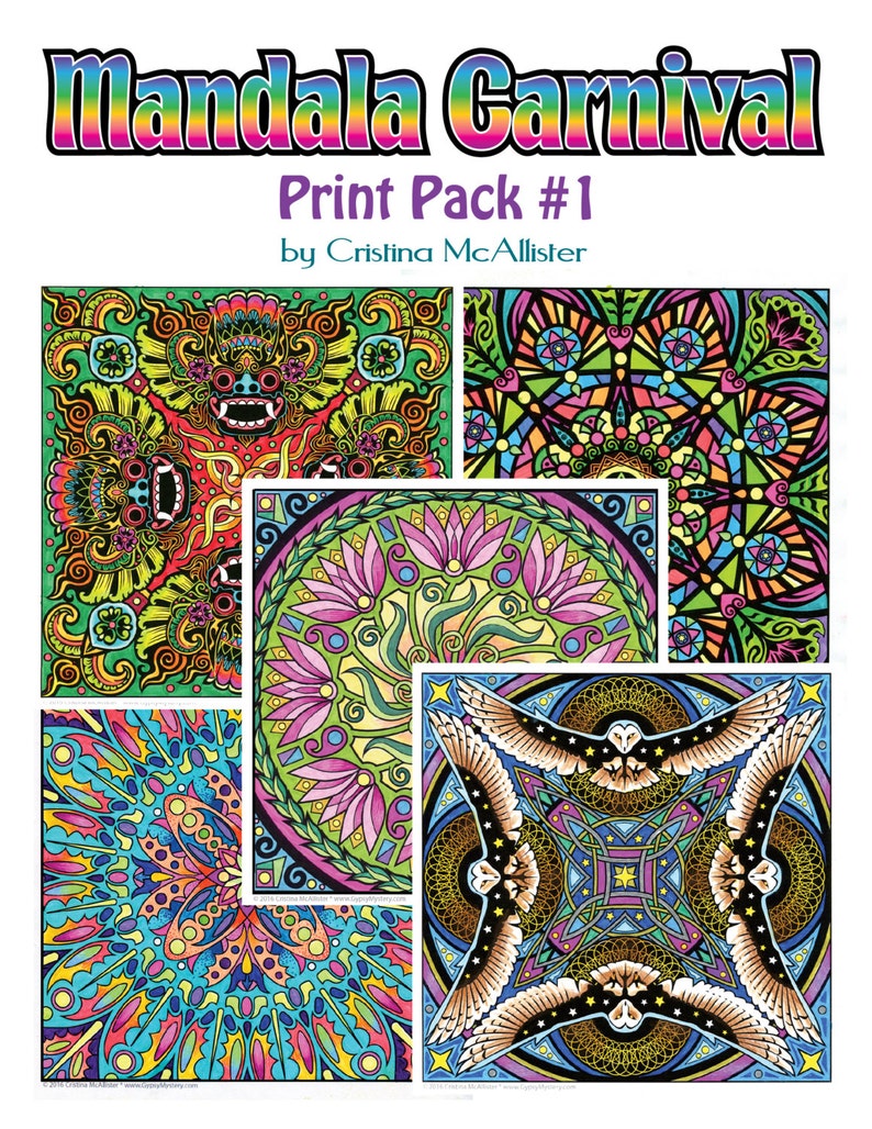 Mandala Carnival Print Pack 1 12 Coloring Pages Adult - Etsy