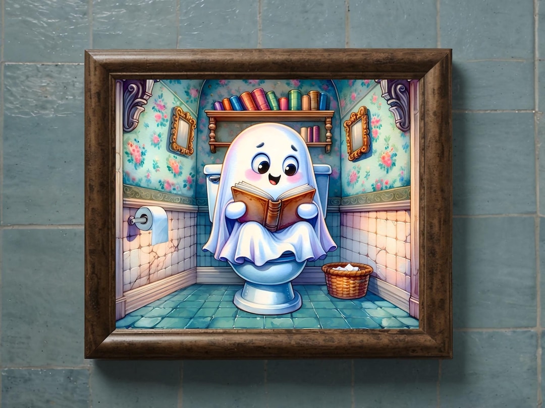 Ghost Sitting on the Toilet - Wall Art, Fantasy Character, Bathroom ...