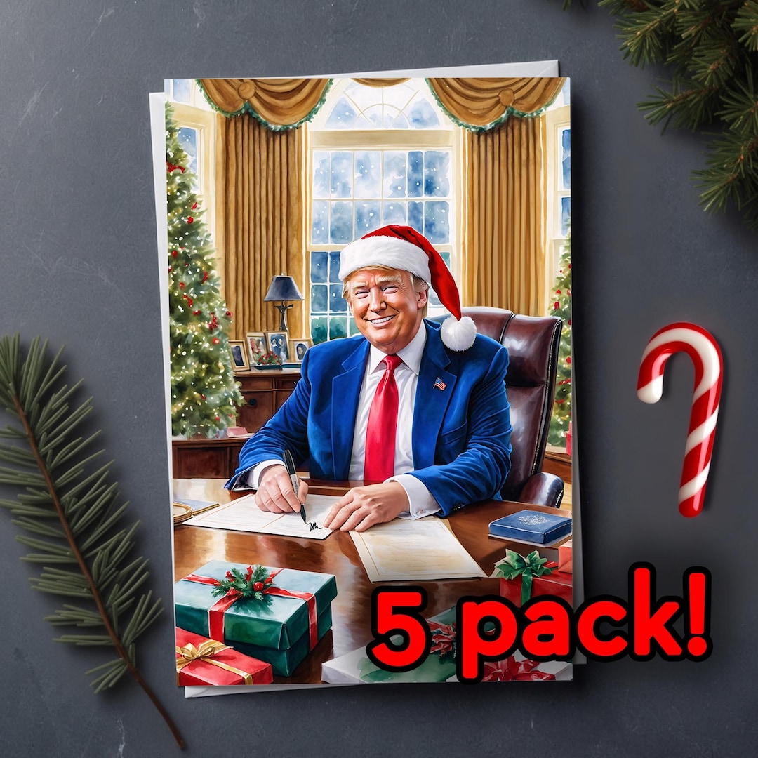 Trump Christmas Card - 5 PACK White House Interior #2, Holiday Card ...
