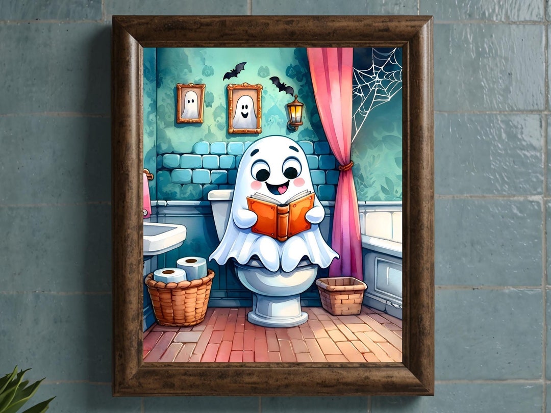 Ghost Sitting on the Toilet - Wall Art, Fantasy Character, Bathroom ...