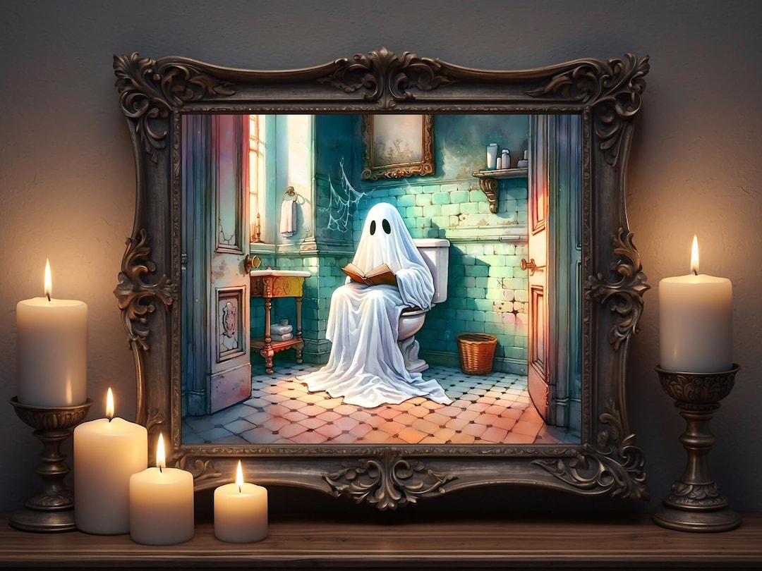 Ghost Sitting on the Toilet - Wall Art, Fantasy Character, Bathroom ...