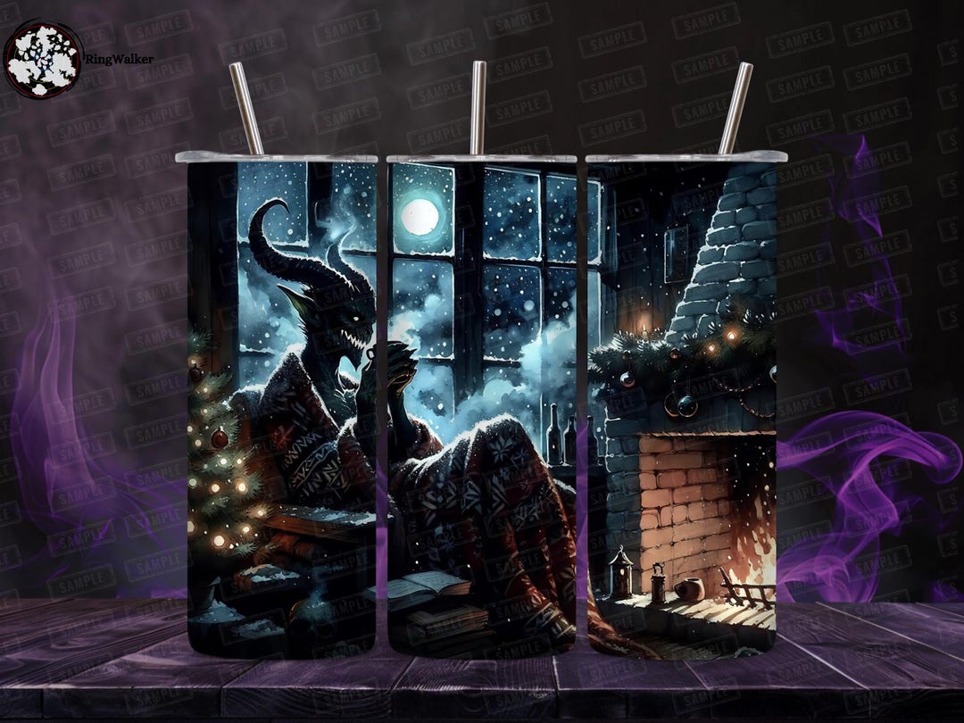 Digital - Cozy Shadow Demon Christmas Tumbler Wrap, 20oz Skinny Tumbler ...