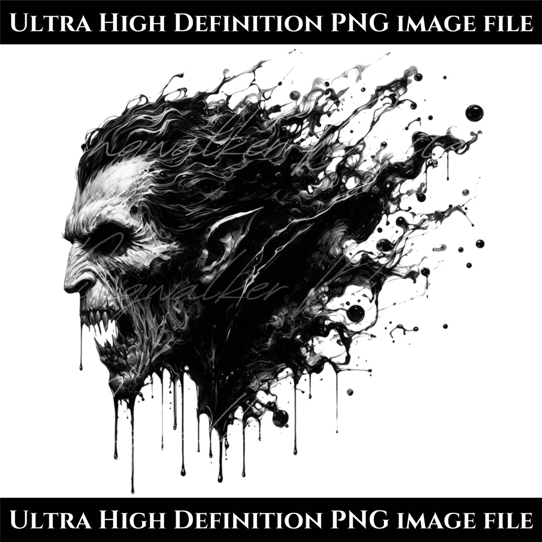 Ink Splash Dracula PNG, Grungy Watercolor Vampire for Sublimation ...