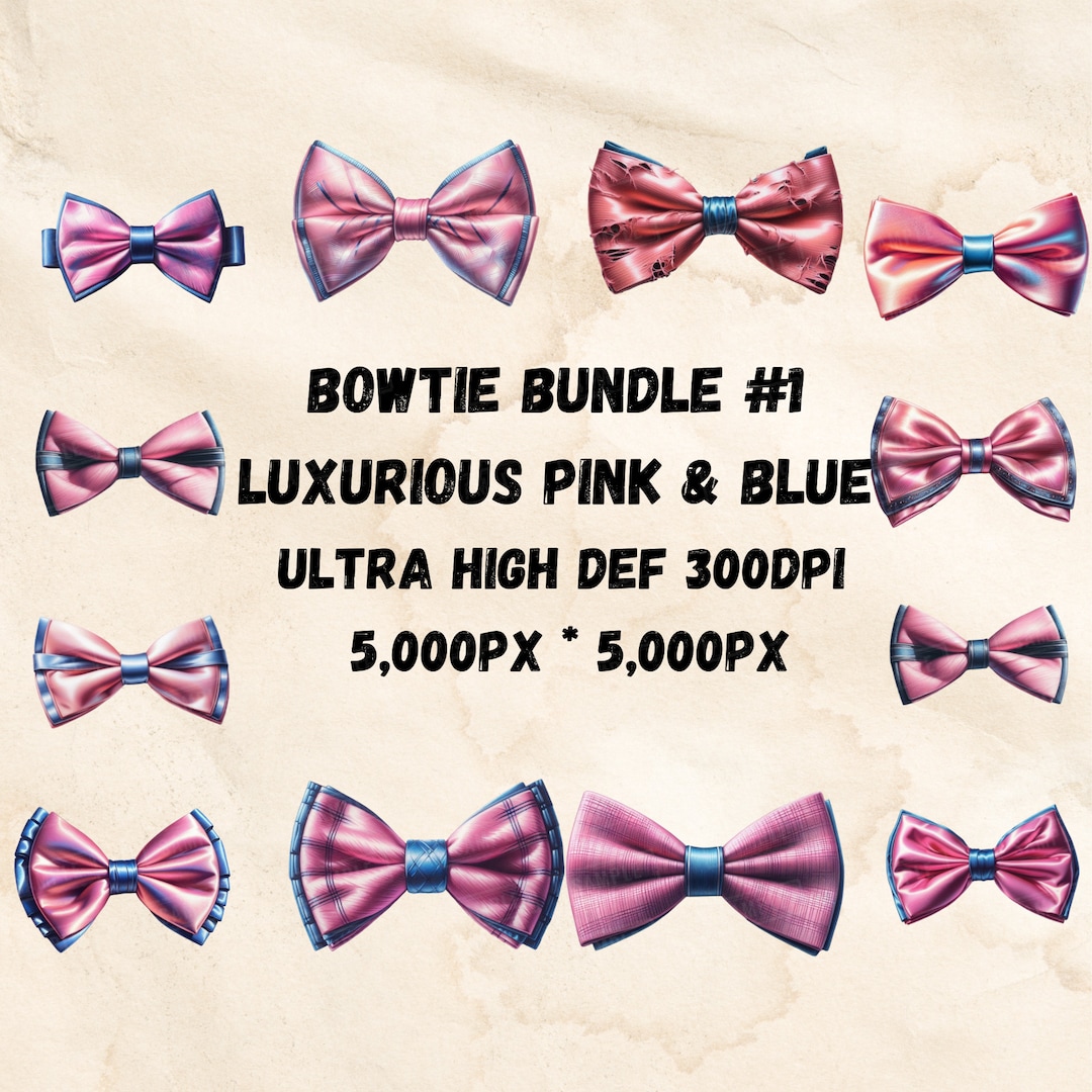 Digital - Coquette Ribbon Bowtie Clipart Set, Coquet Bows,pink & Blue ...
