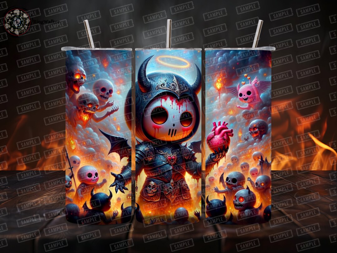 Digital - Cute Evil Chaos Demon Wrap, Dark Fantasy Tumbler Wrap, Horror ...