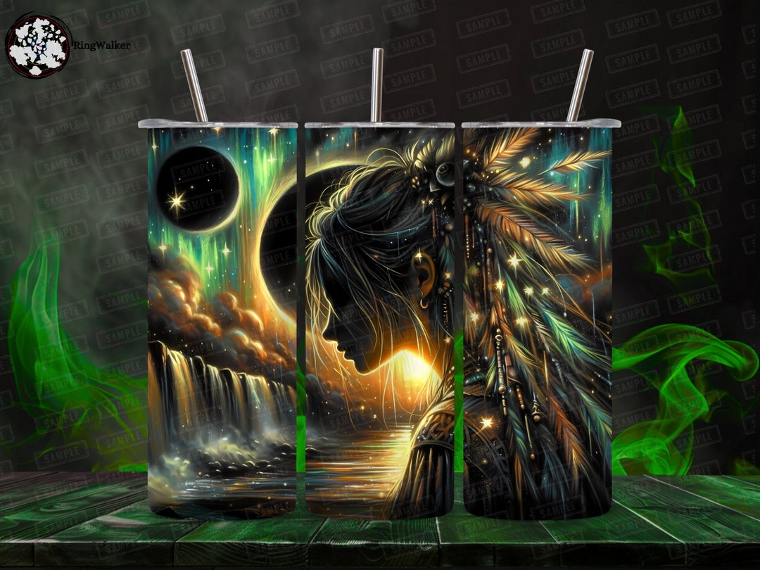 Digital - Sad Tribal Princess & Waterfall Tumbler Wrap,dark Fantasy ...