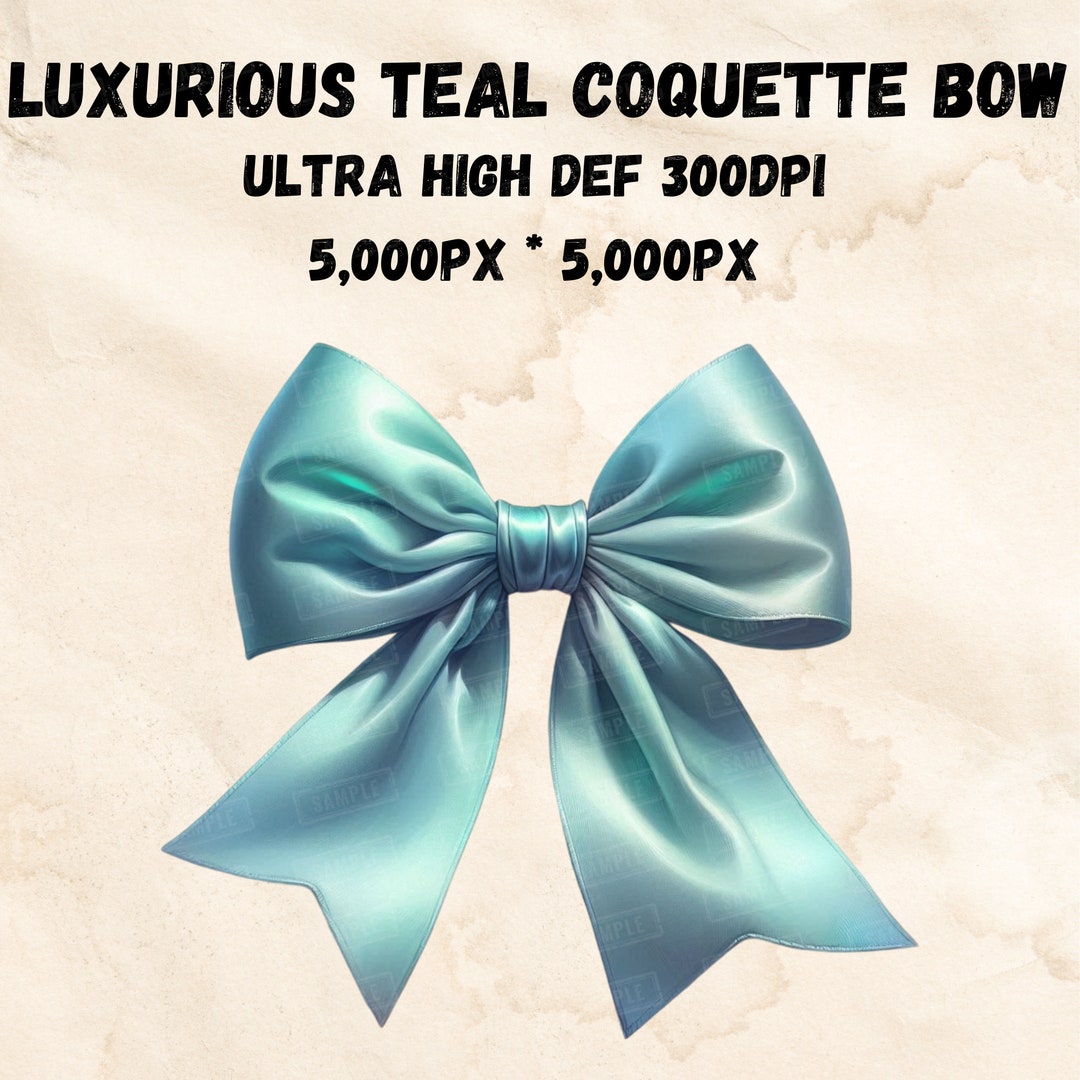 Teal Coquette Bow Clipart: Silk Ribbon PNG (digital Download) - Etsy
