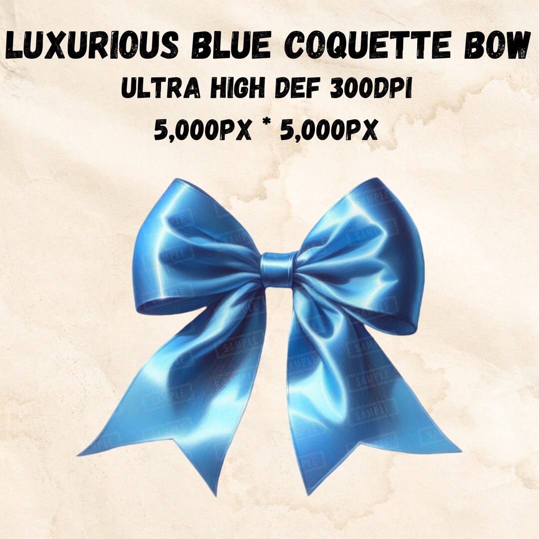 Digital - Coquette Silk Ribbon Bow Clipart PNG, Blue Coquet Bow ...
