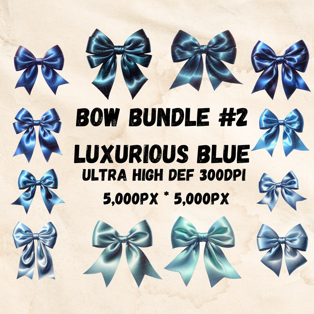 Digital - Coquette Ribbon Bow Clipart Set, Coquet Bows,blue Bow Bundle ...