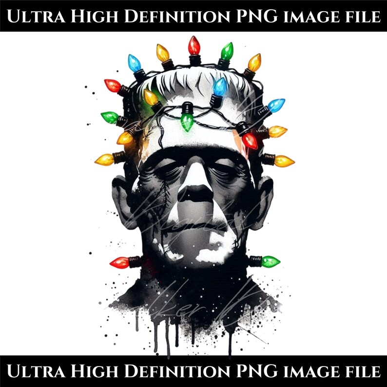 Christmas Frankenstein PNG - Ink Splash Watercolor Christmas Clipart ...
