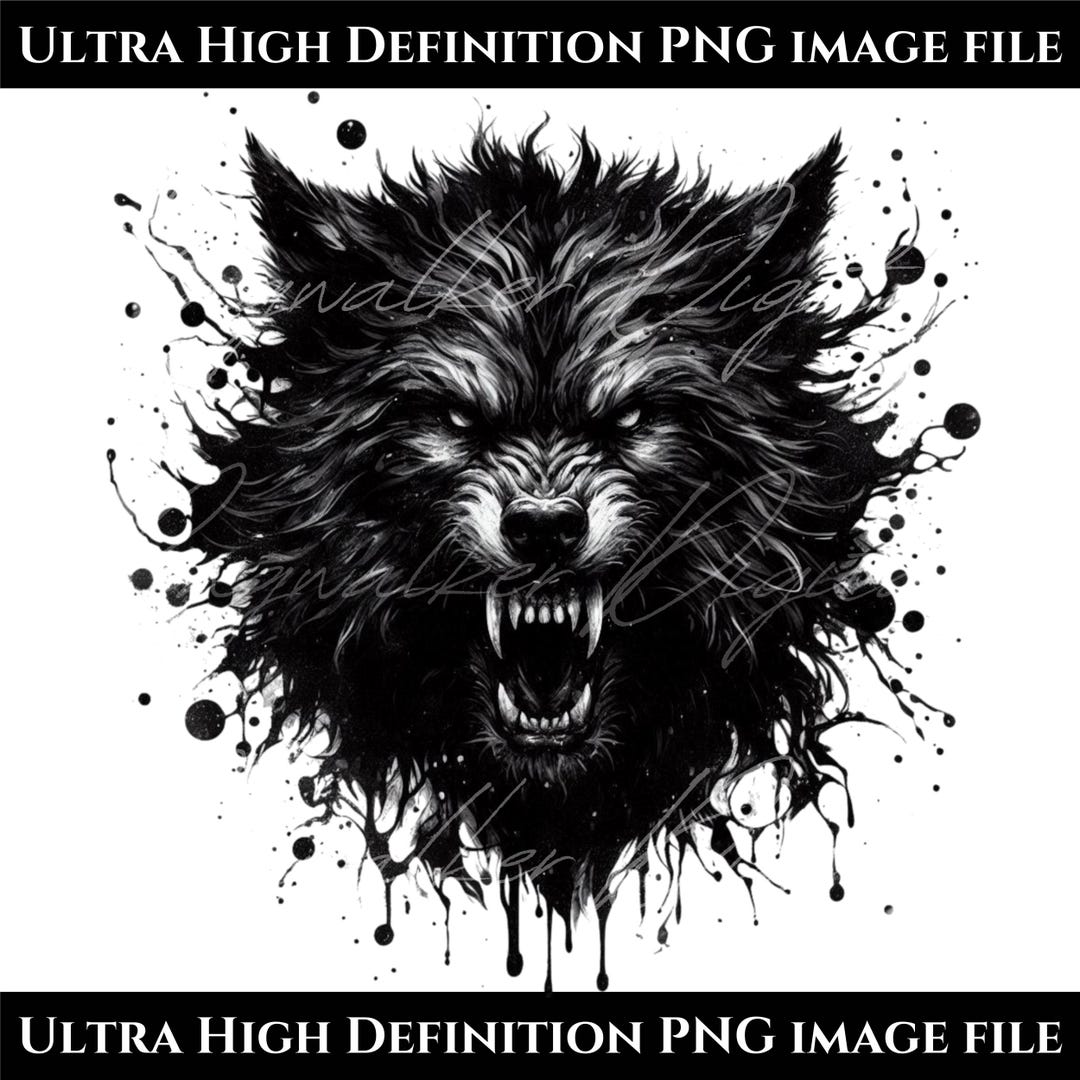 Ink Splash Werewolf PNG, Grungy Watercolor Monster for Sublimation ...