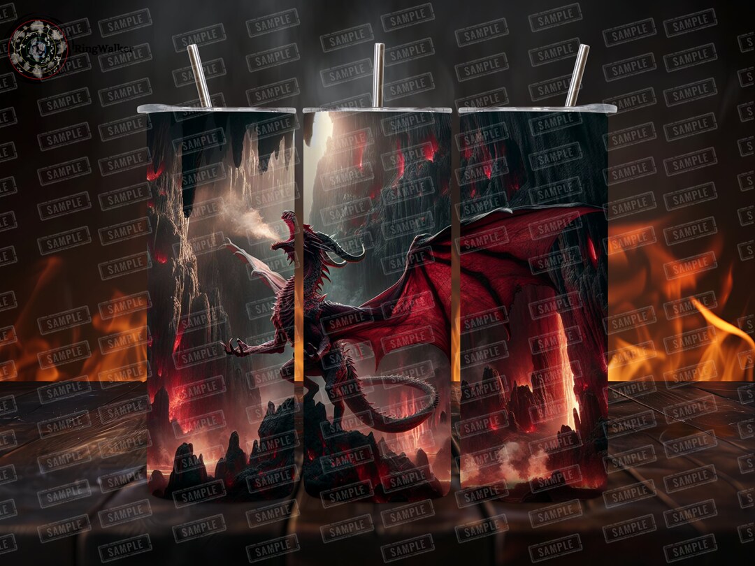 Digital Fierce Red Fire Dragon, Fantasy Tumbler Wrap, Dragon ...